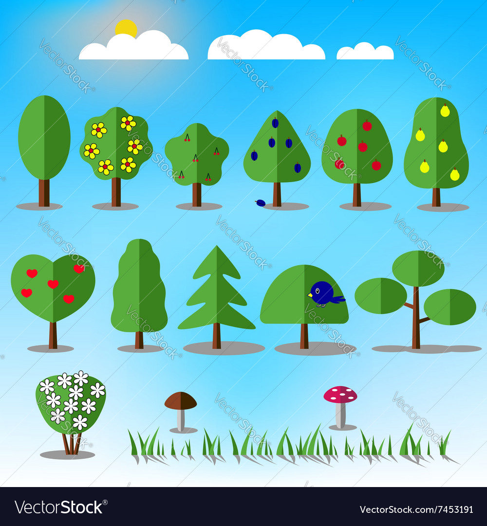 Flat floral elements Royalty Free Vector Image