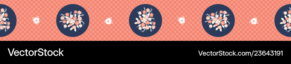 Hand drawn coral blue flower polka dot Royalty Free Vector