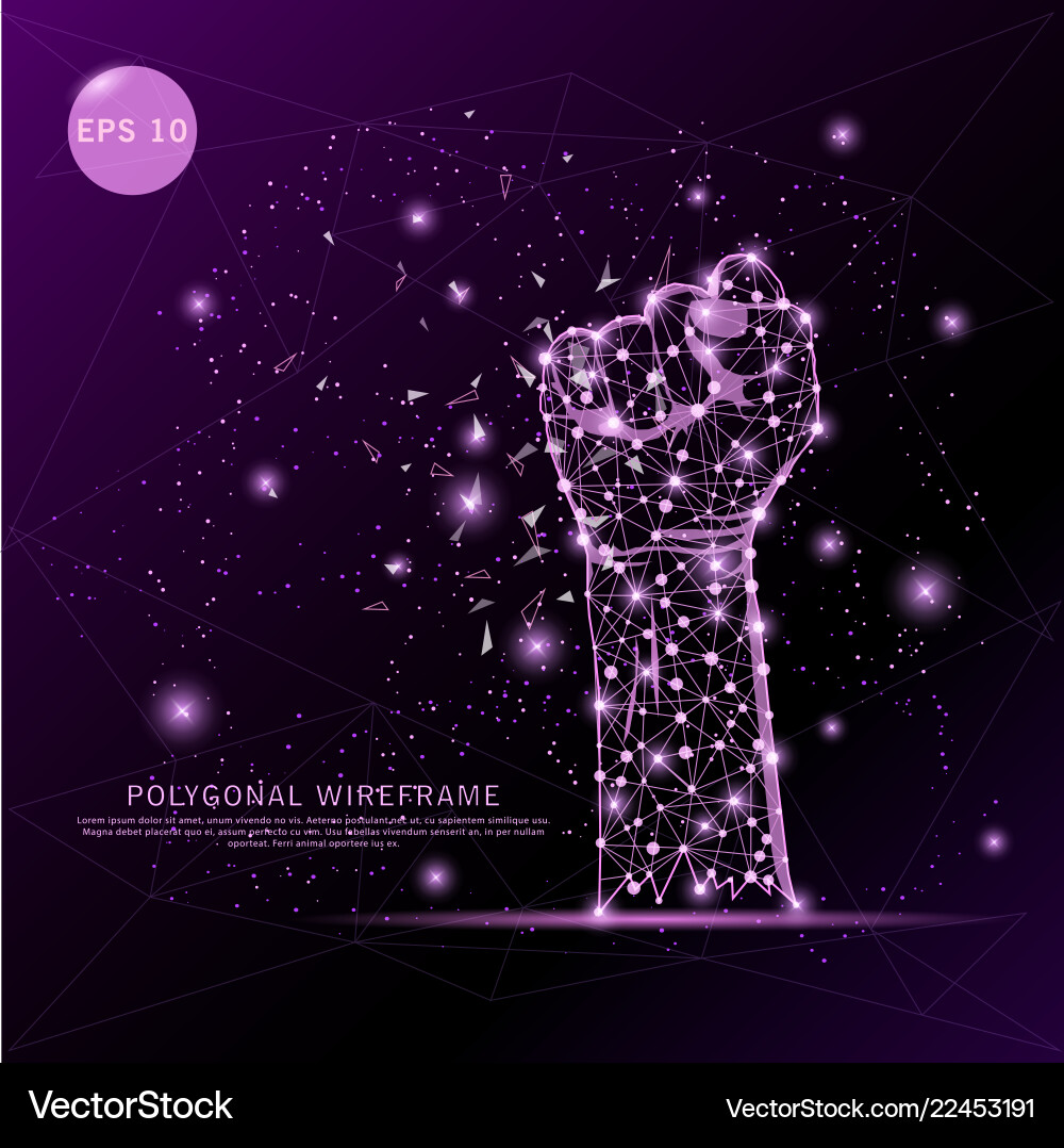 Hand fist digitally drawn futuristic low poly Vector Image