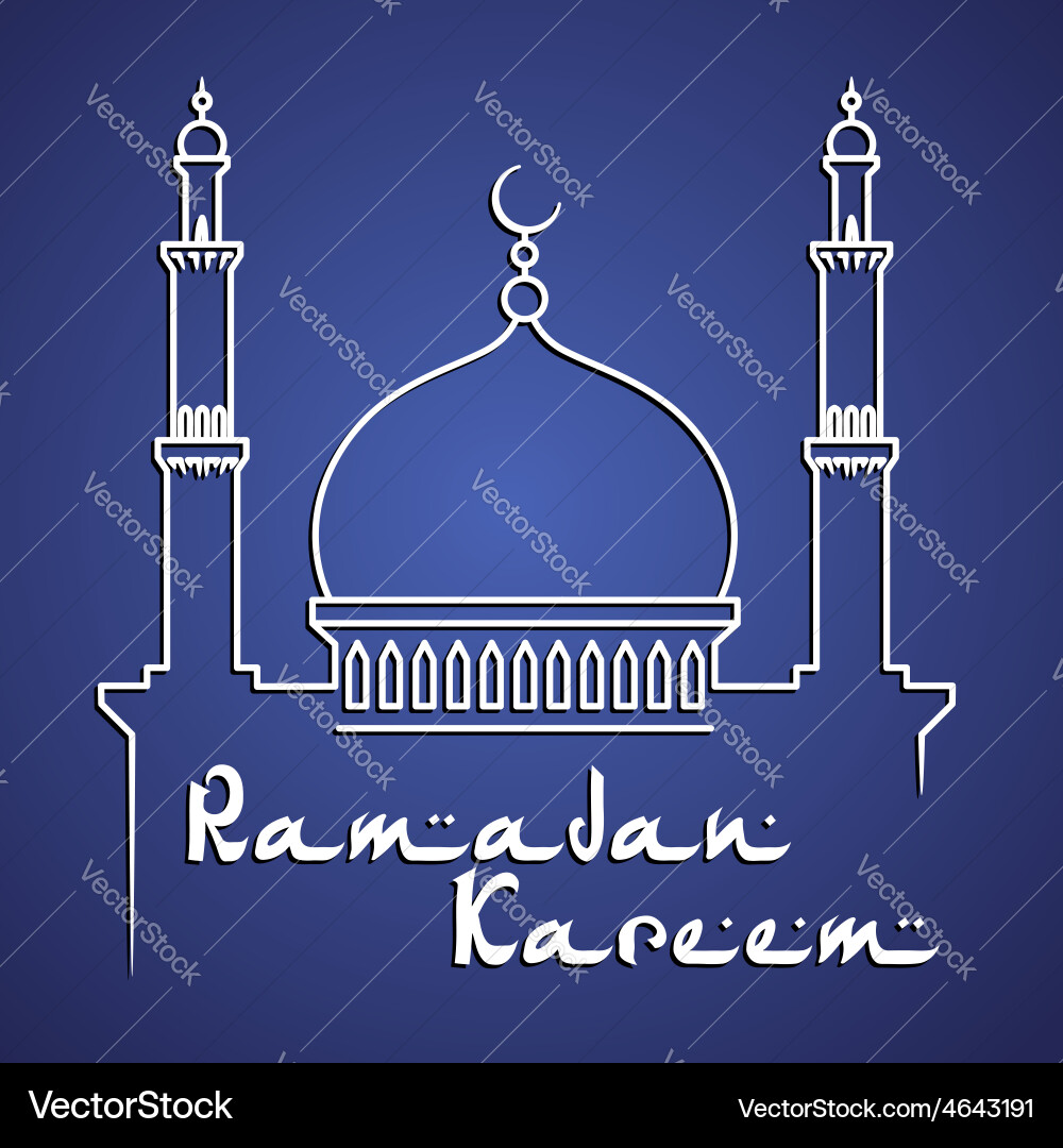 Islamic mosque with minarets at sunrise Royalty Free Vector