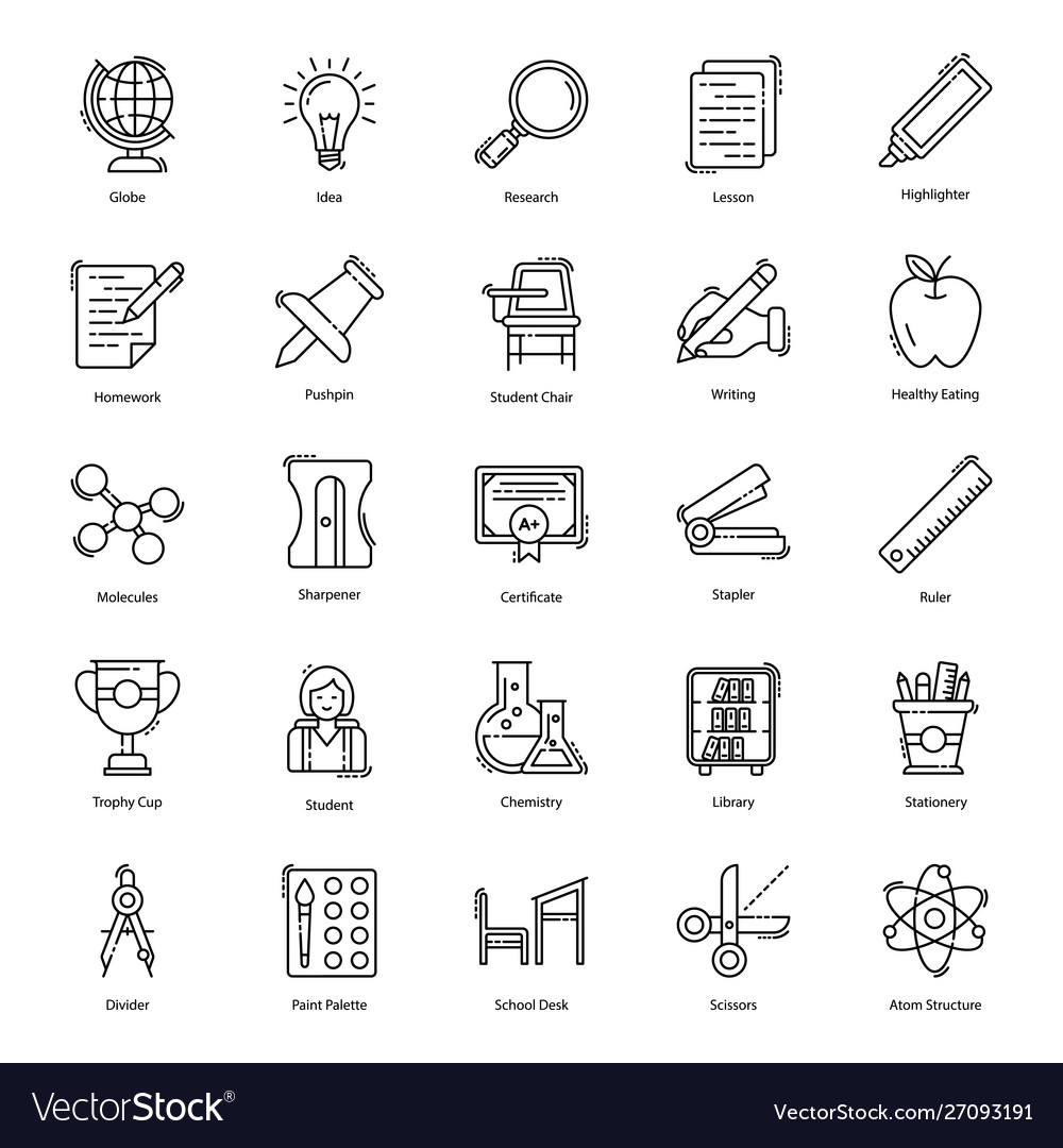 Learning tools icon pack Royalty Free Vector Image