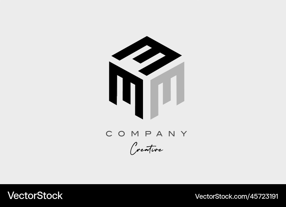 M grey three letter alphabet letter logo icon Vector Image