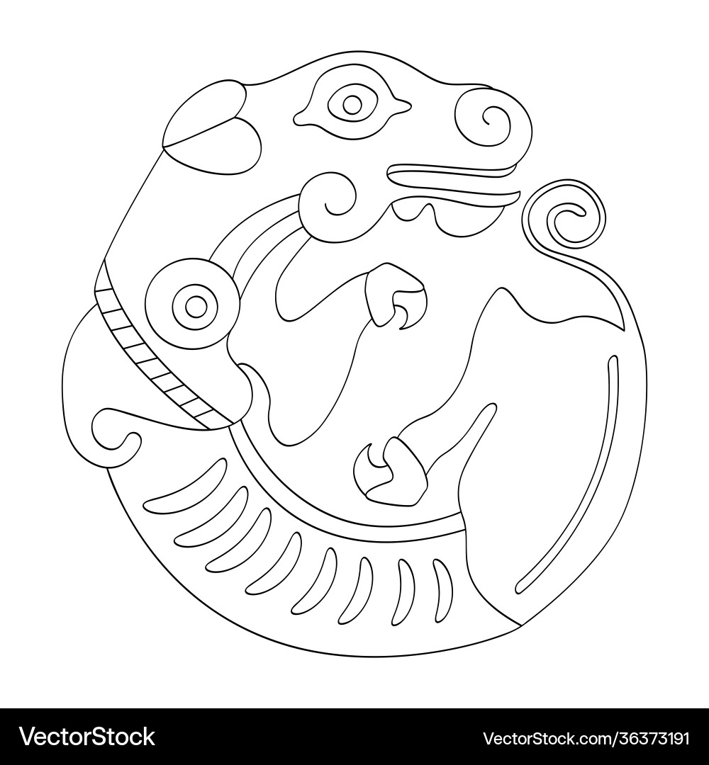 Monochrome icon with ancient scythian art Vector Image