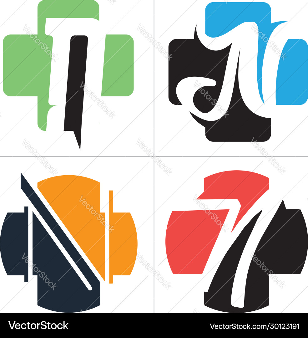 N letter logo design letter in plus shape Vector Image