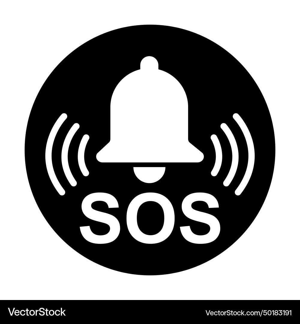 Sos help icon safety support alert flat design Vector Image