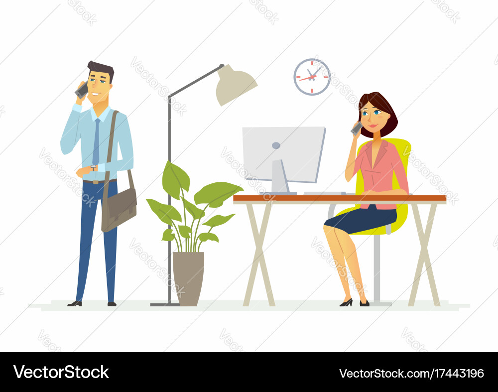 Colleagues work in the office - modern cartoon Vector Image
