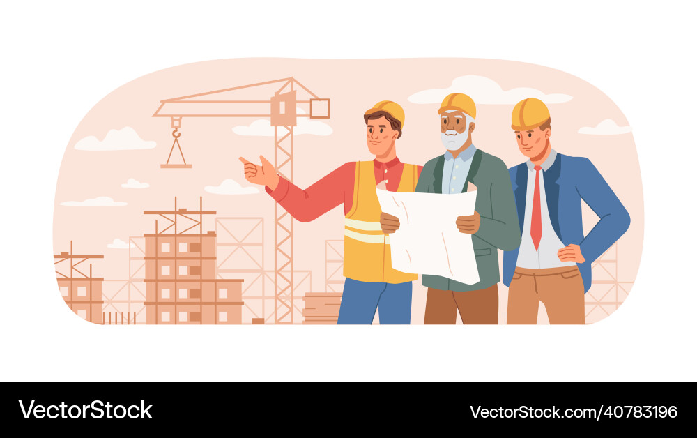 Contractor on construction site monitoring process