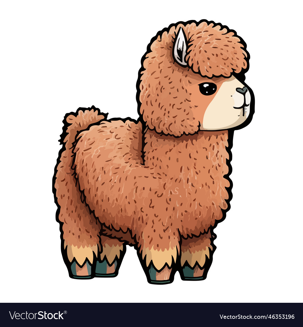 Cute alpaca cartoon style Royalty Free Vector Image