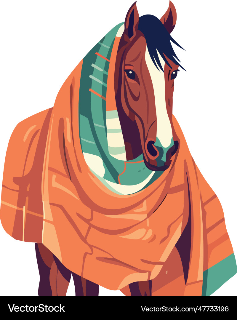 Cute cartoon stallion with a blanket Royalty Free Vector