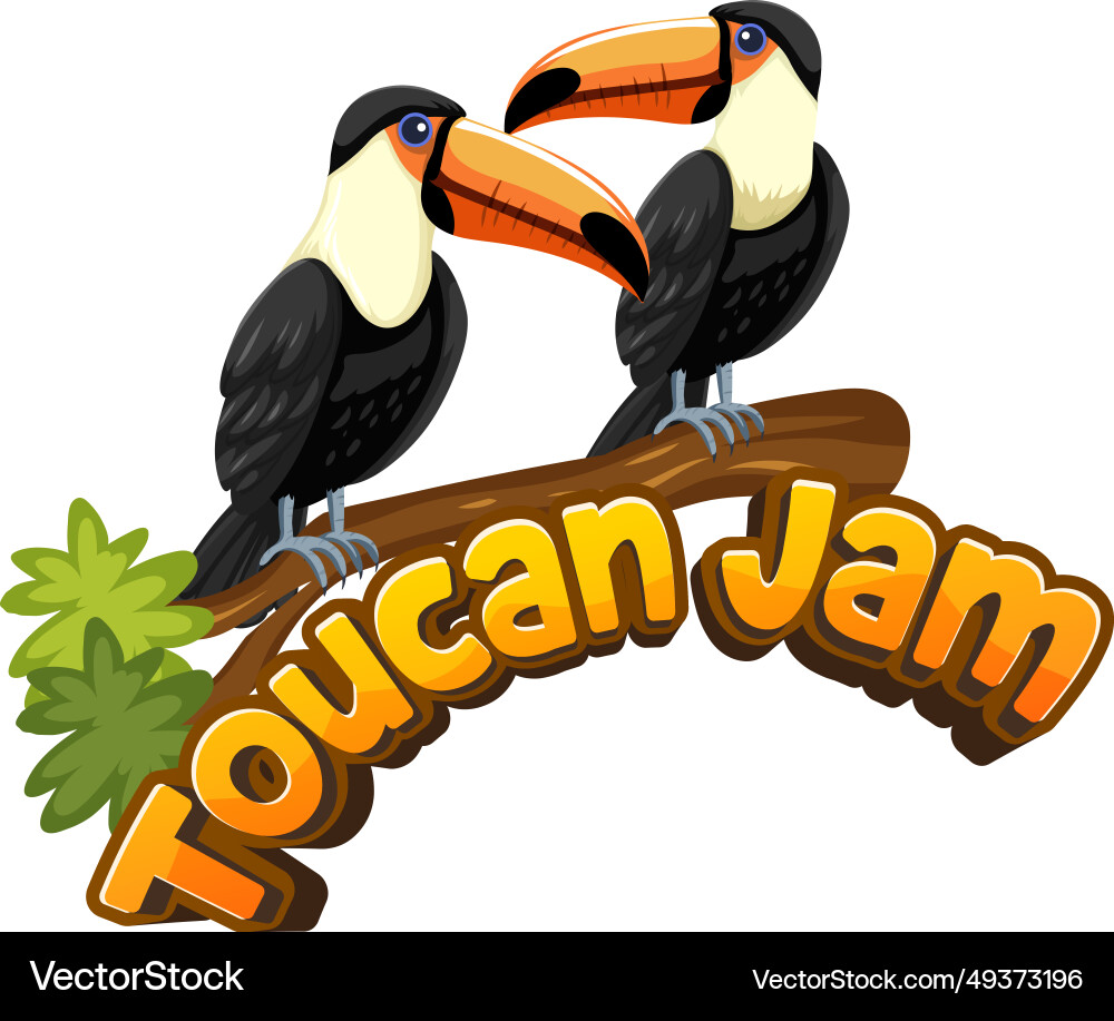 Cute toucan jam funny pun with cartoon Royalty Free Vector
