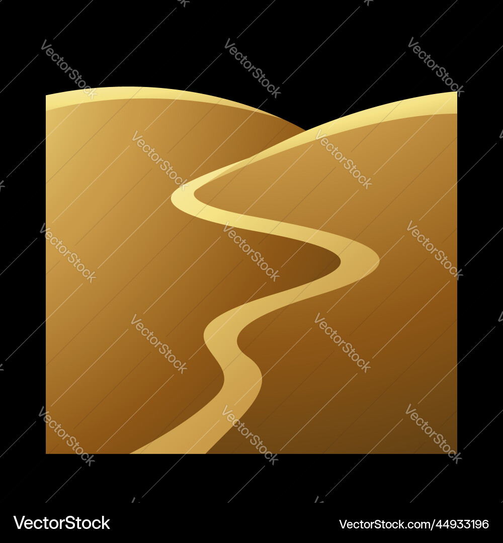 Golden hills and river on a black background Vector Image
