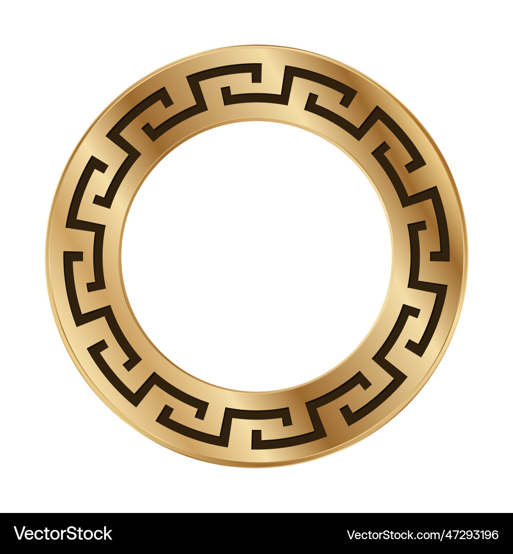 Greek golden circle frame border meander Vector Image