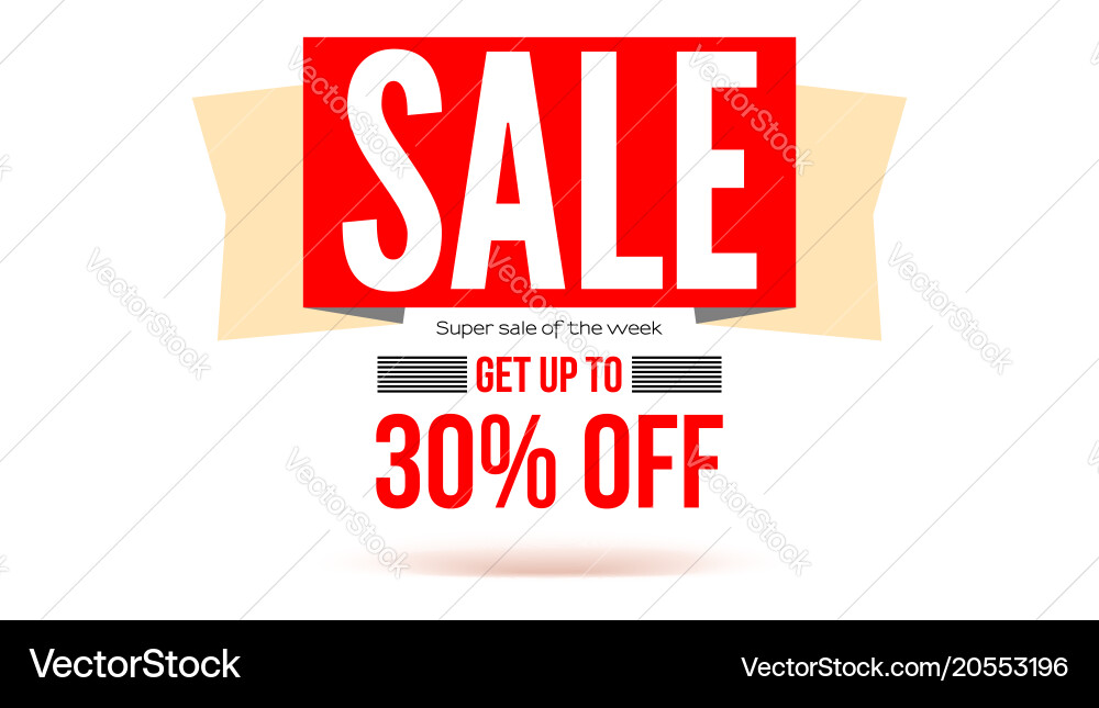 Horizontal sales banner with tape and text design Vector Image