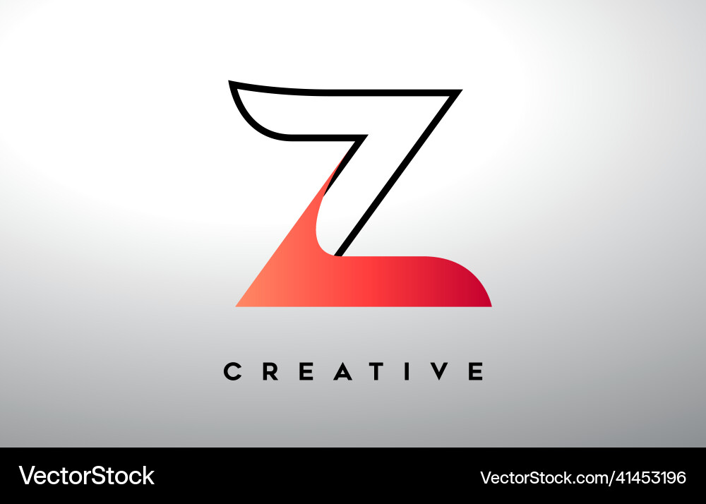 Letter z with black outline and red gradient Vector Image