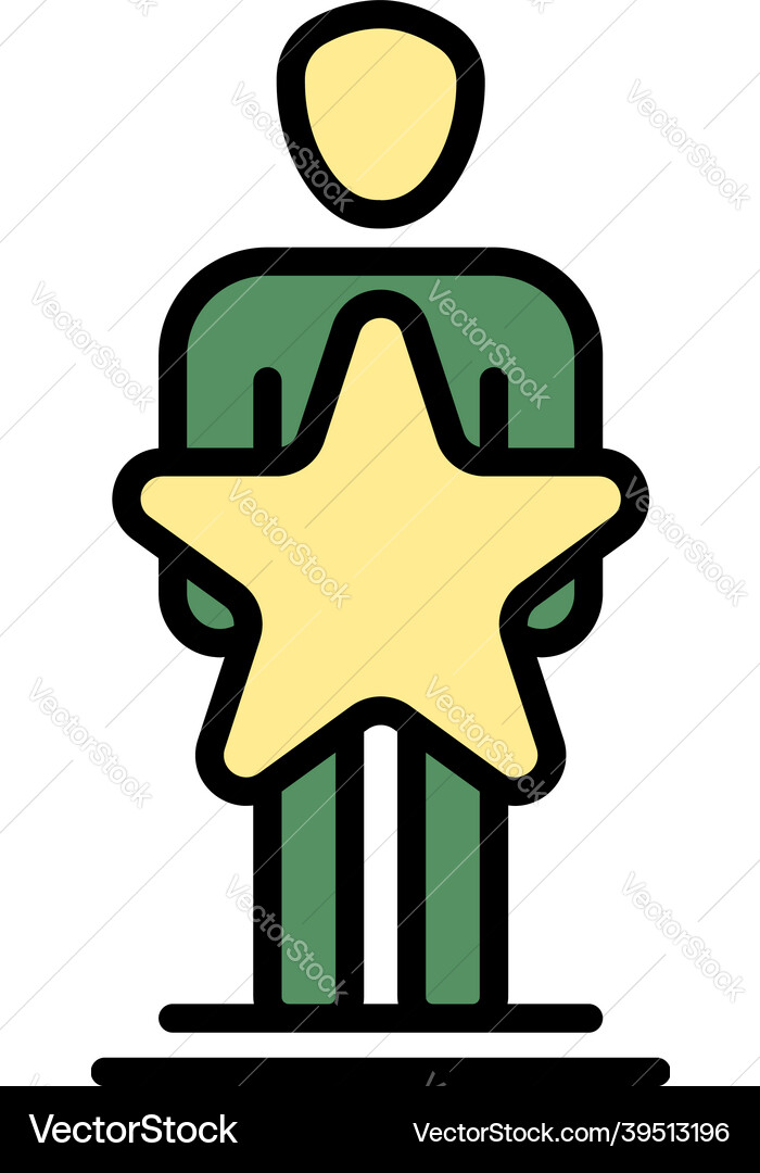 Man star icon color outline Royalty Free Vector Image