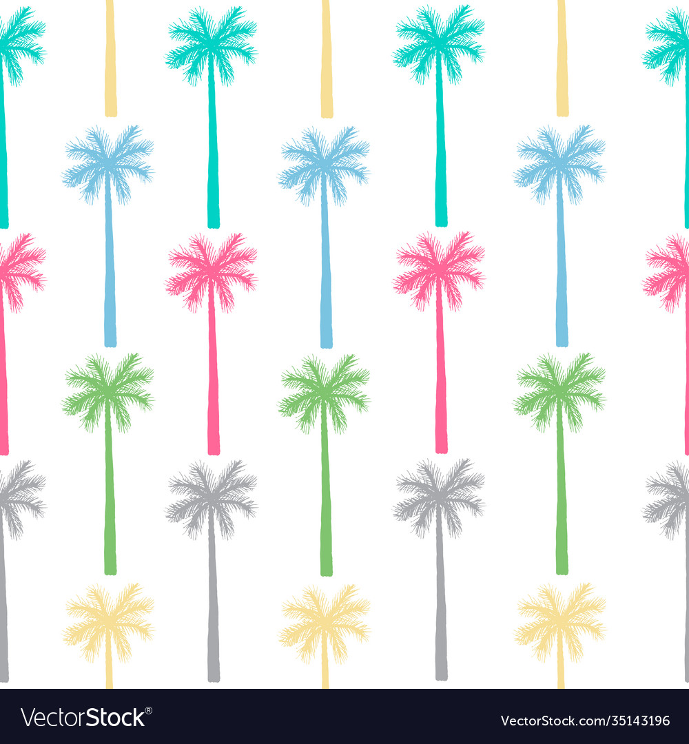Palm tree seamless pattern botanical Royalty Free Vector