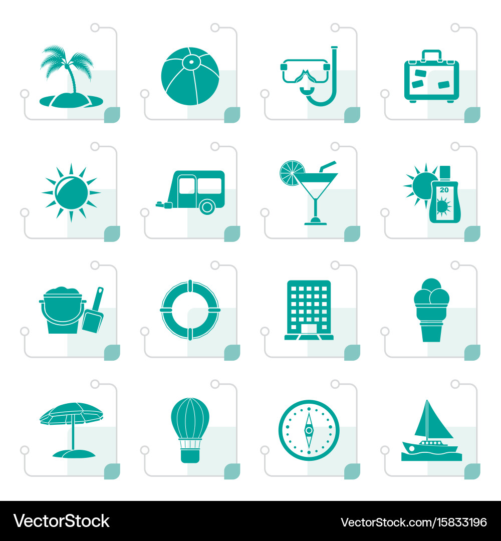 Stylized vacation and holiday icons Royalty Free Vector