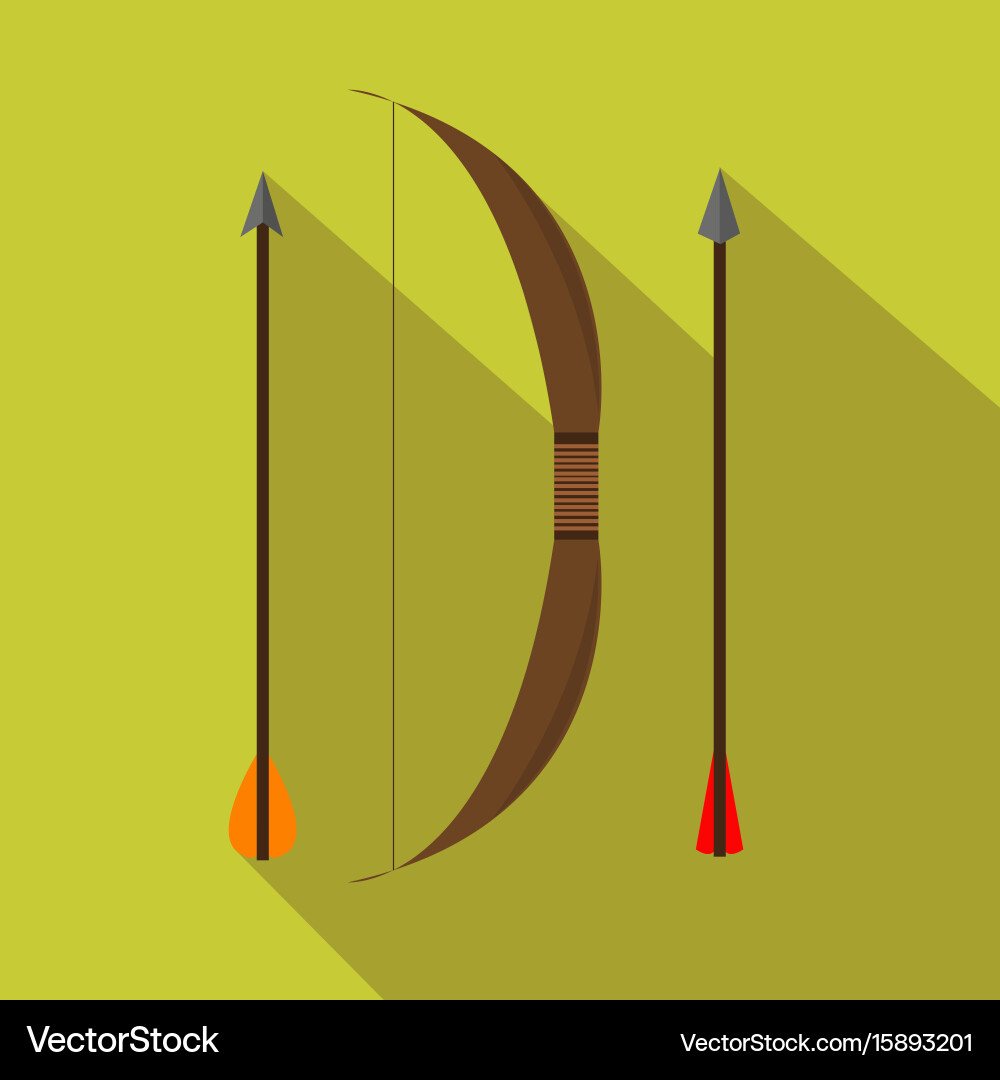 Archery retro set hunting season flat Royalty Free Vector
