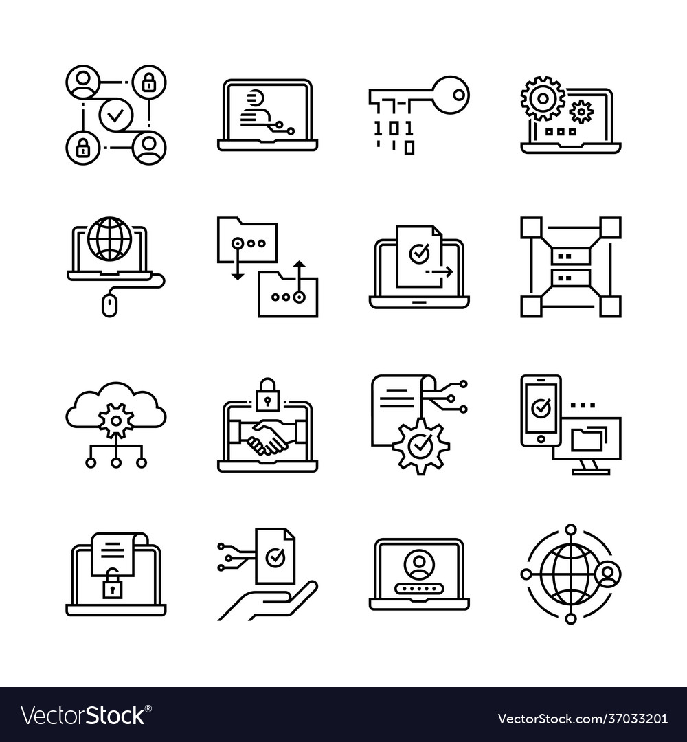 Blockchain technology icons Royalty Free Vector Image