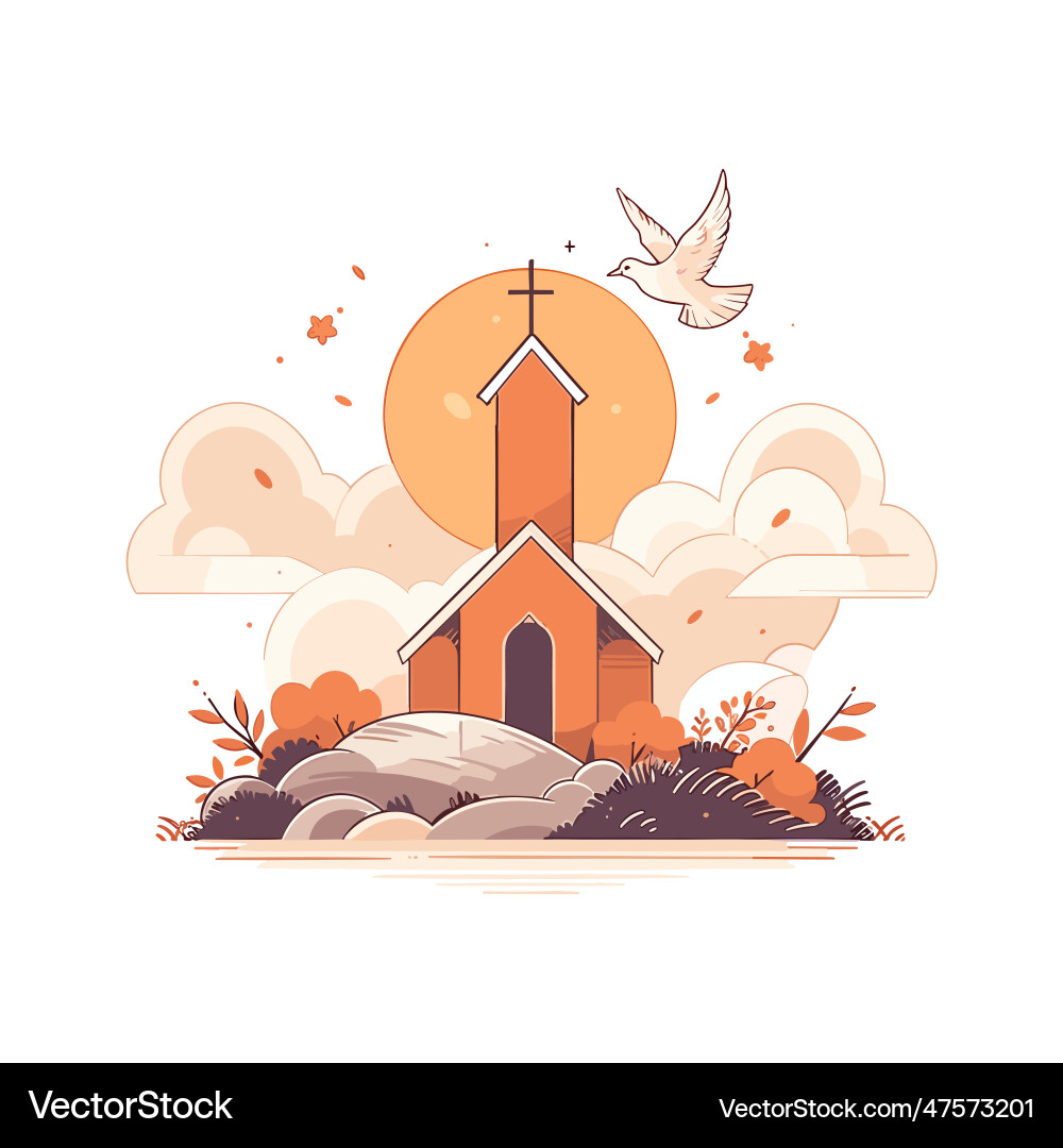Cartoon christian church Royalty Free Vector Image