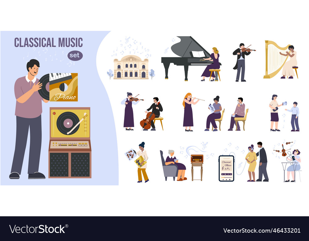 Classical music flat compositions Royalty Free Vector Image