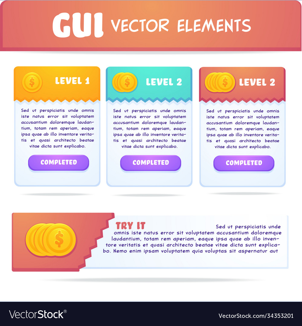 Collection interface elements text boxes and Vector Image
