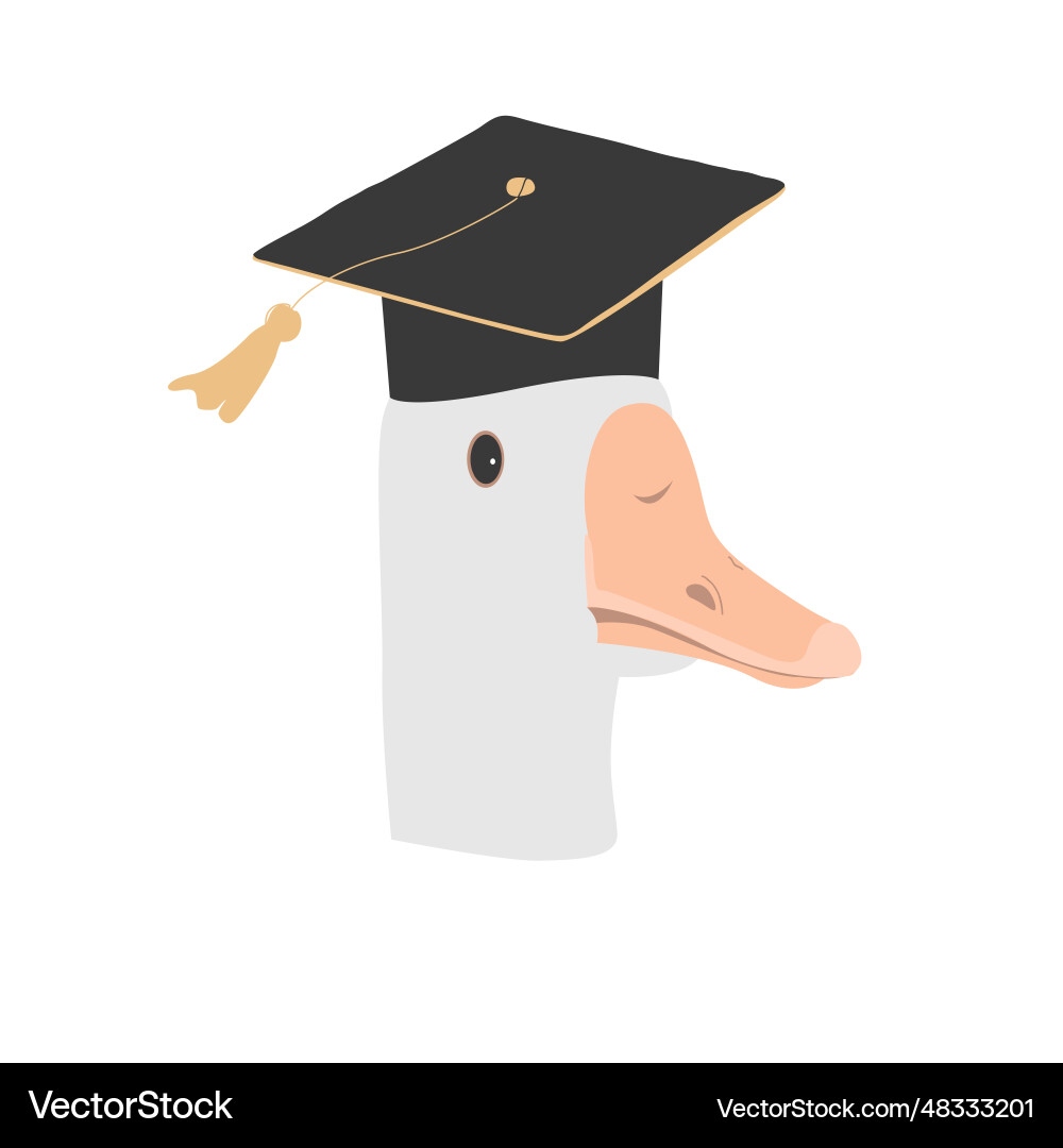 Cute graduate goose character geese head Vector Image