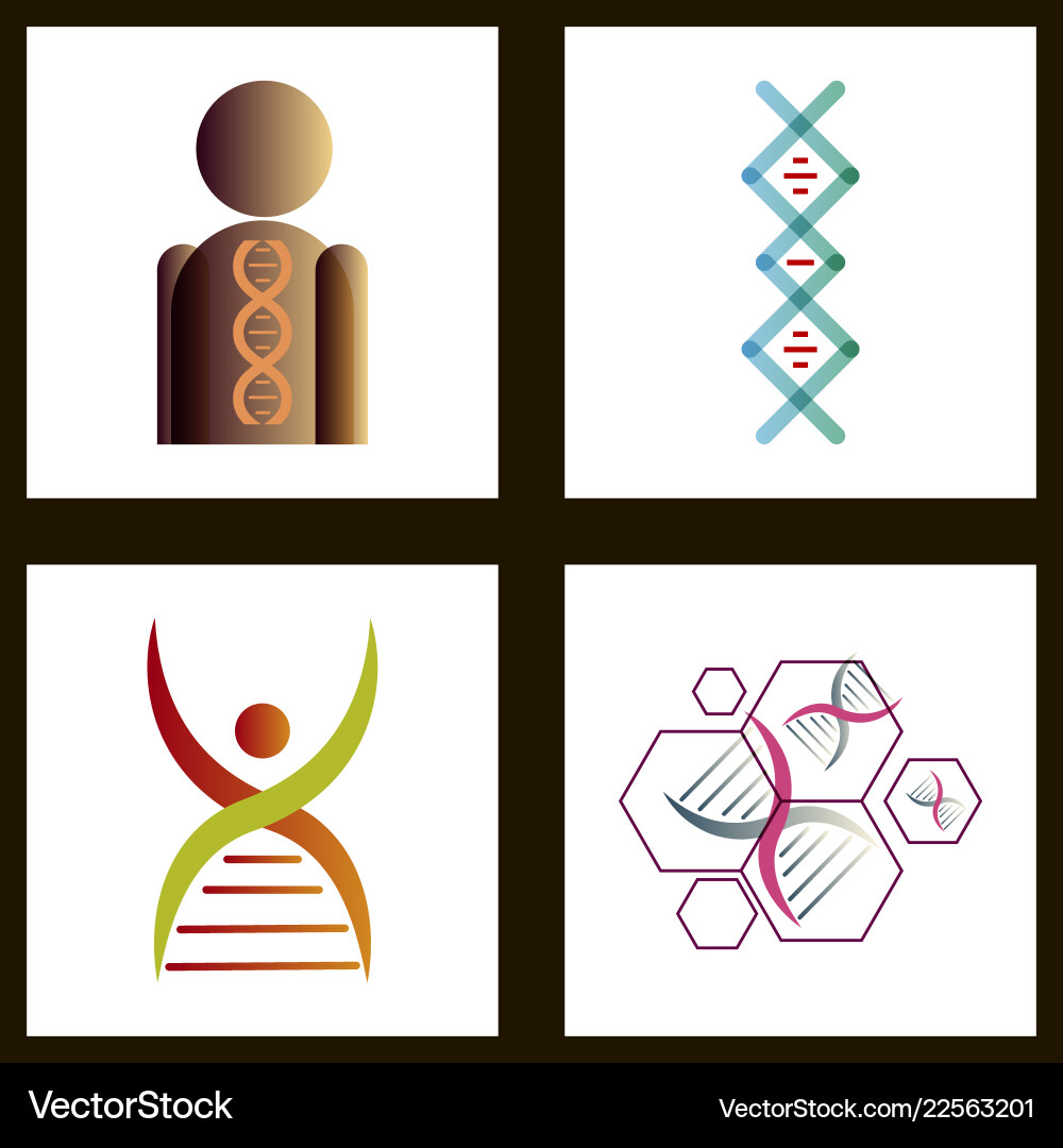 Dna genetic sign elements and icons collection Vector Image