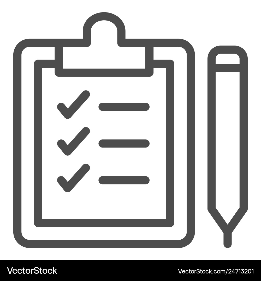 List and pen line icon clipboard with pen Vector Image