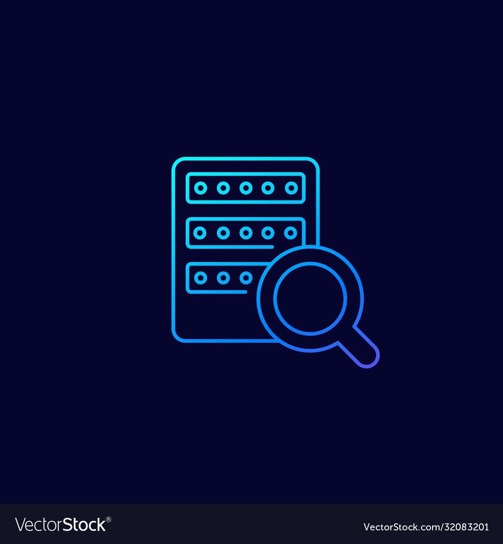 Mainframe or server search linear icon Royalty Free Vector