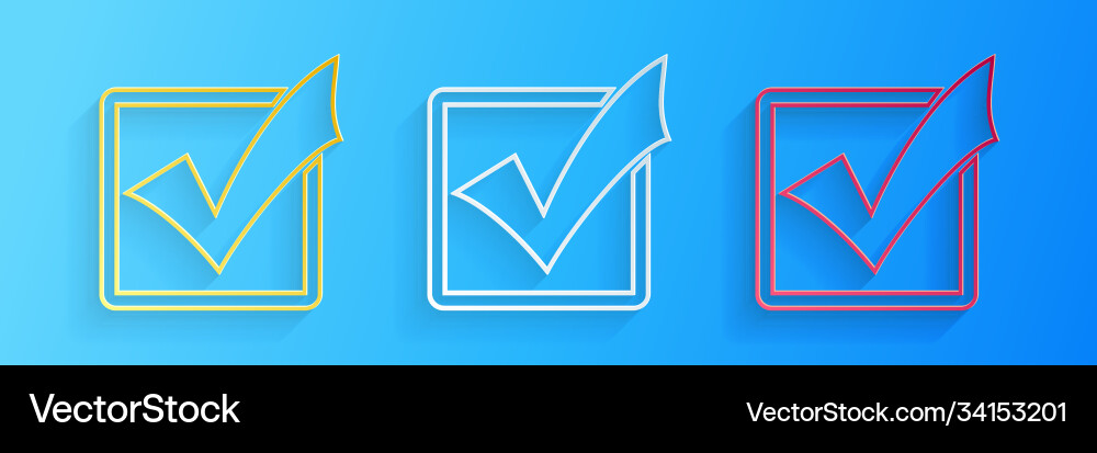 Paper cut check mark in a box line icon isolated Vector Image