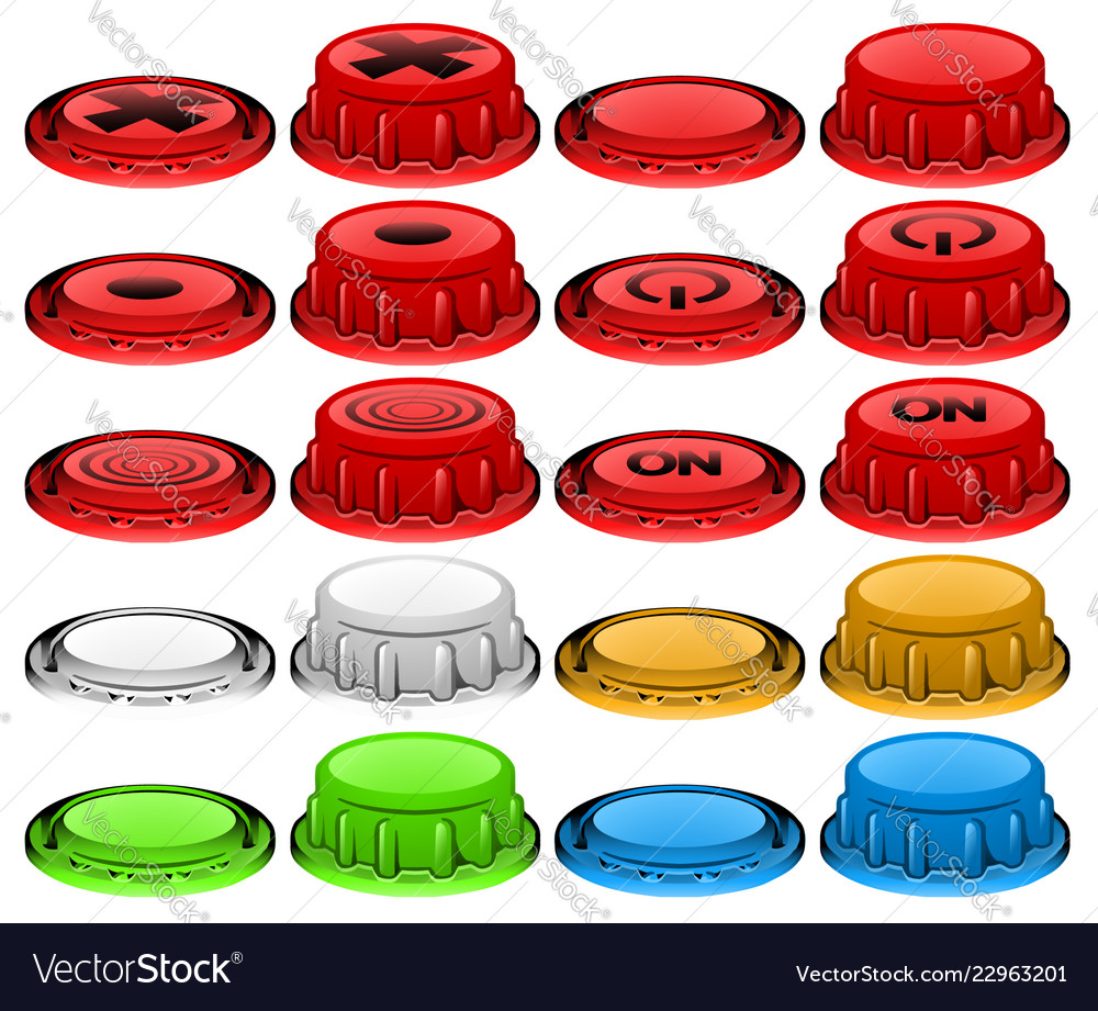 Plastic button press icon set Royalty Free Vector Image