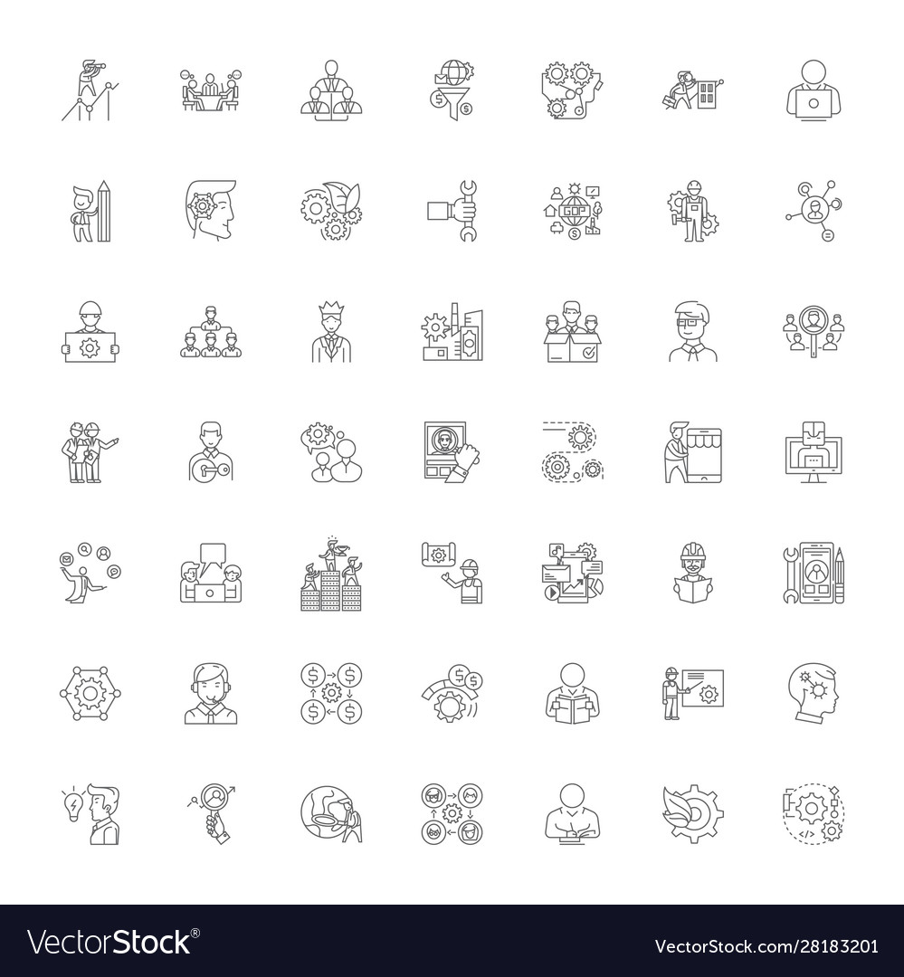 Project development linear icons signs symbols Vector Image