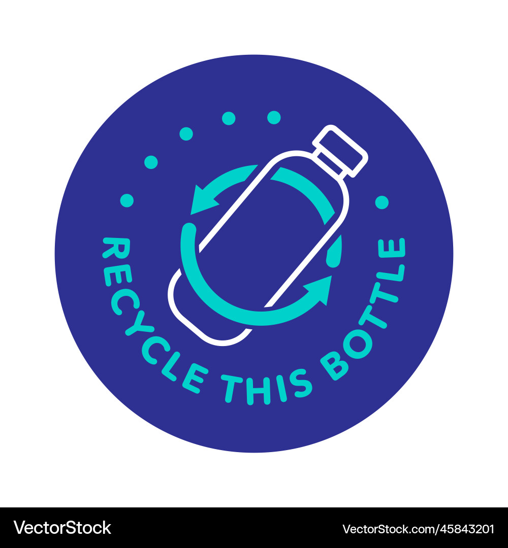 Recycle plastic bottle icon logo badge Royalty Free Vector