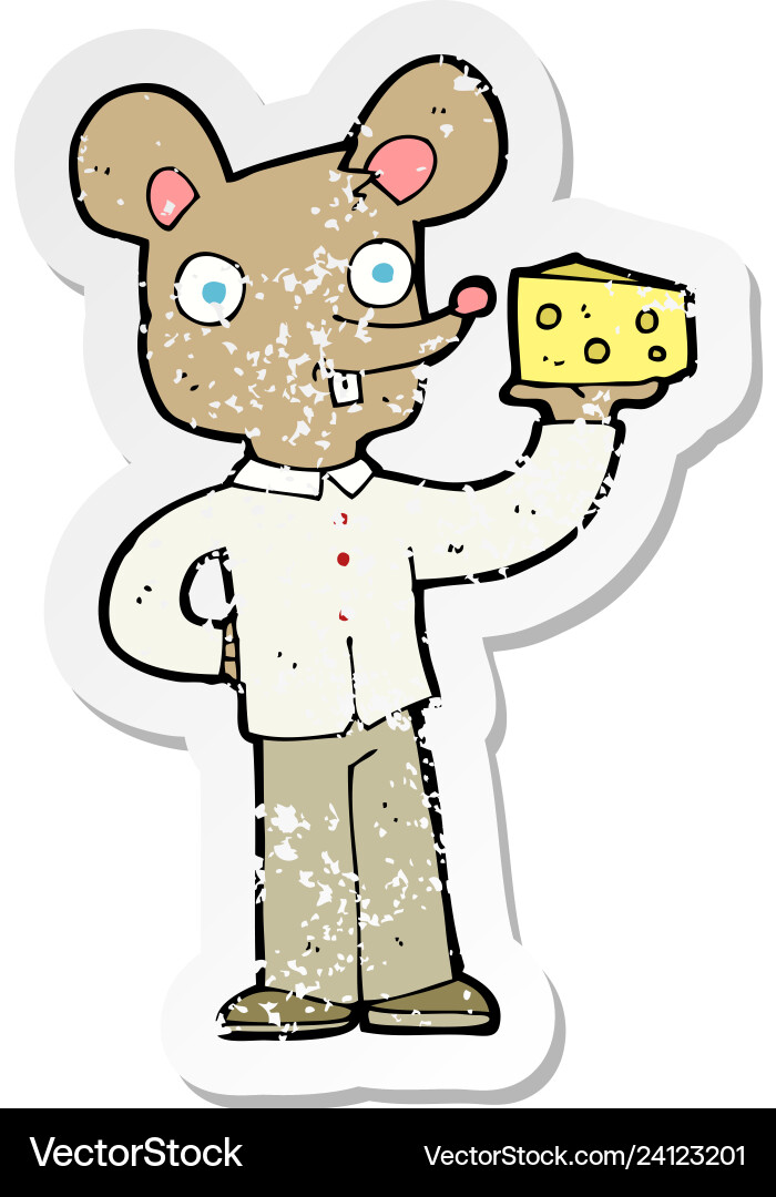 Retro distressed sticker of a cartoon mouse Vector Image