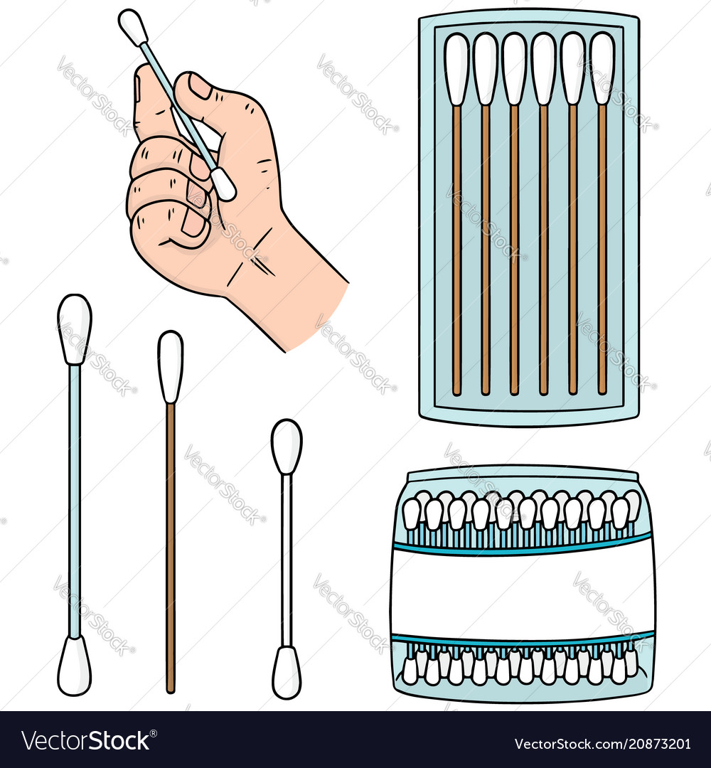Set of cotton swab Royalty Free Vector Image - VectorStock