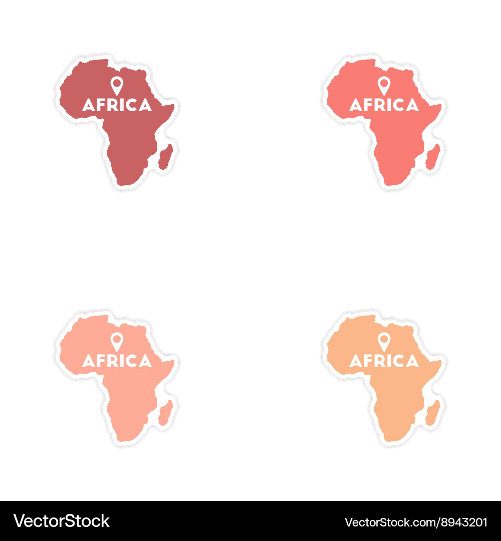 Set paper stickers on white background africa Vector Image