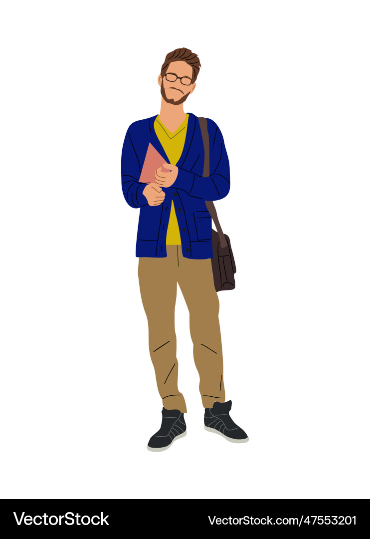 Young man college or university student standing Vector Image