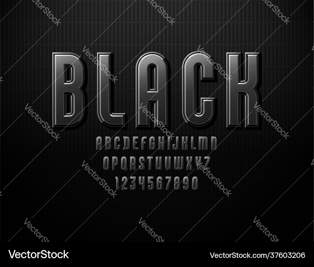 3d modern black font trendy dark alphabet Vector Image