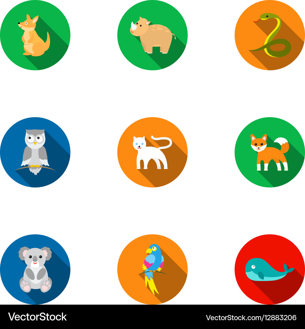 Animals set icons in flat style big collection Vector Image