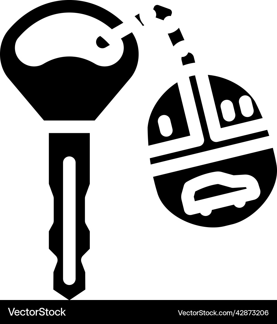 Car key with fob glyph icon Royalty Free Vector Image