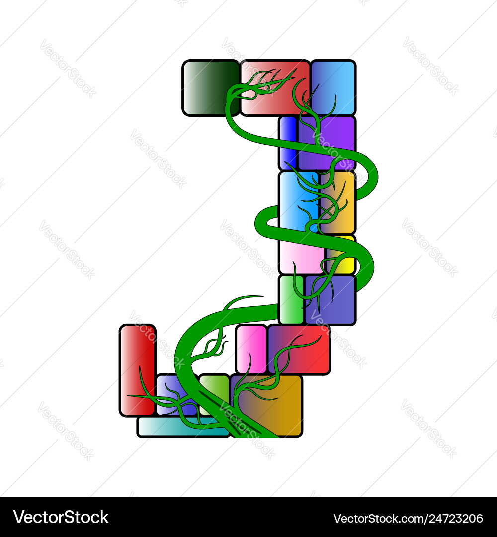 Font in a multicolored cubic style letter j Vector Image
