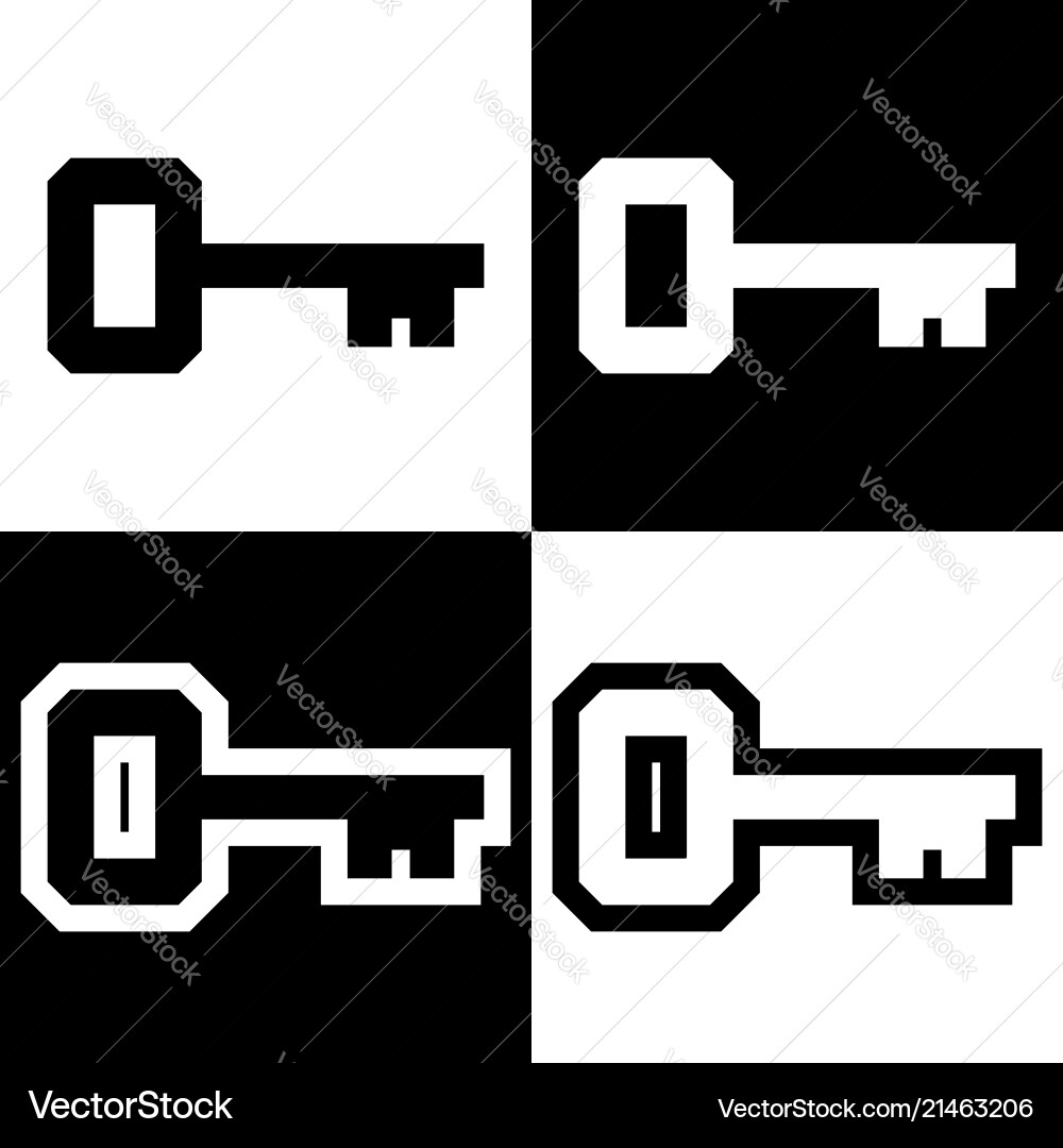 Keys icons logos simple black and white set 2 Vector Image