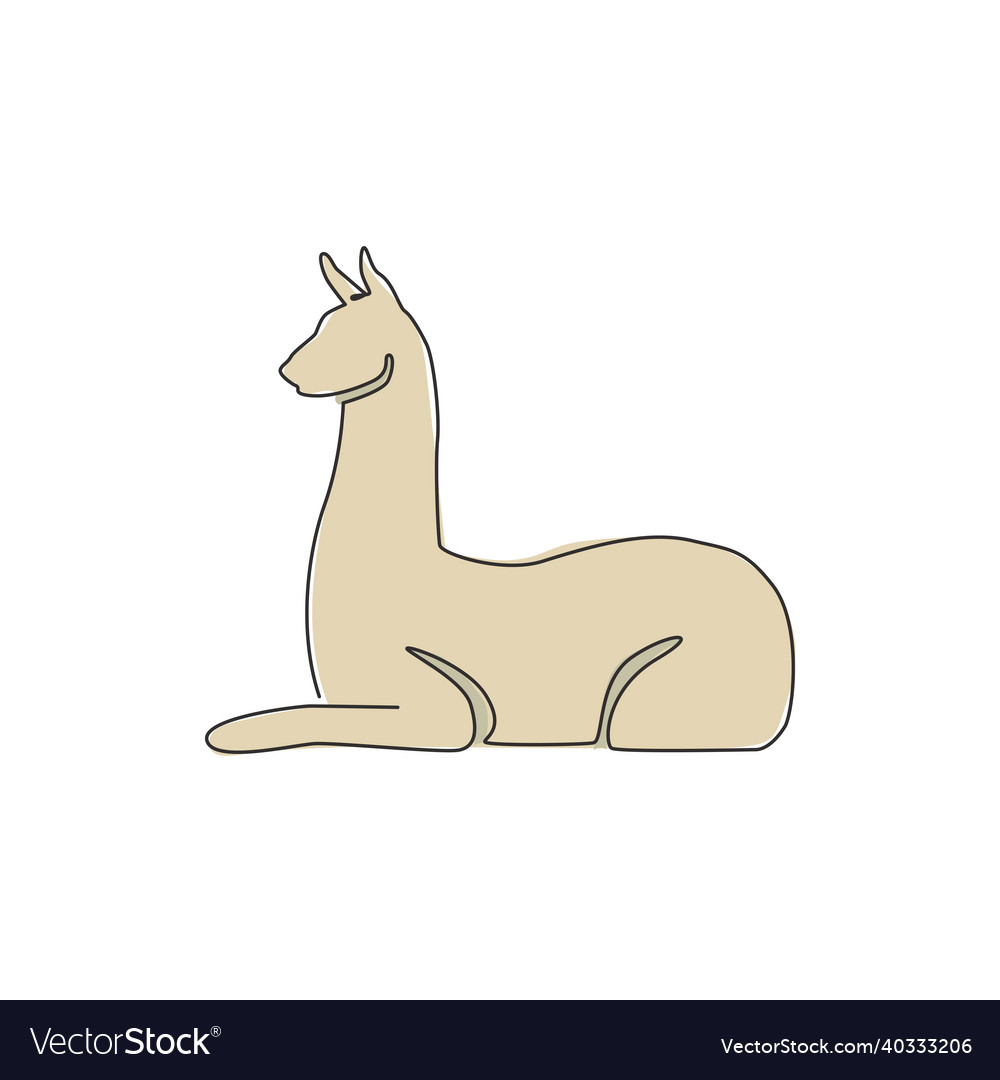 One single line drawing of cute llama for company Vector Image
