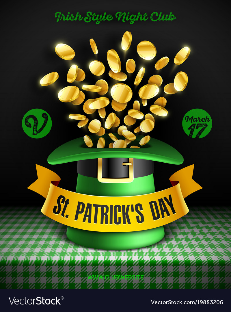 Saint patricks day party poster design 17 march Vector Image