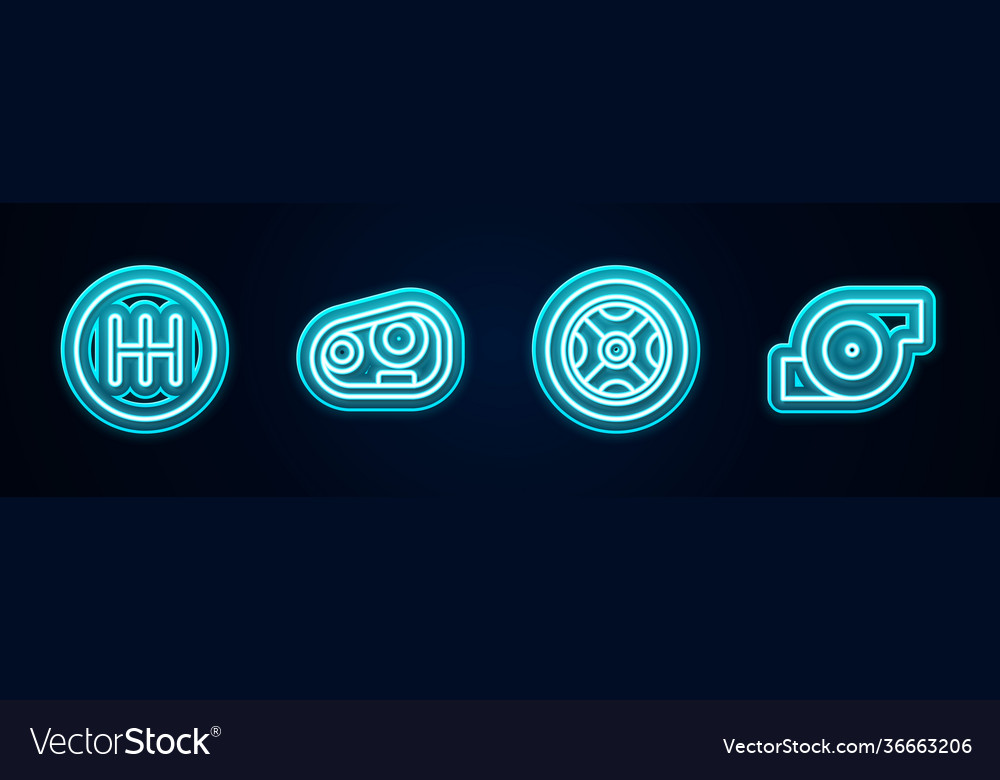 Set line gear shifter car headlight wheel Vector Image Set line gear shifter car headlight wheel Vector Image