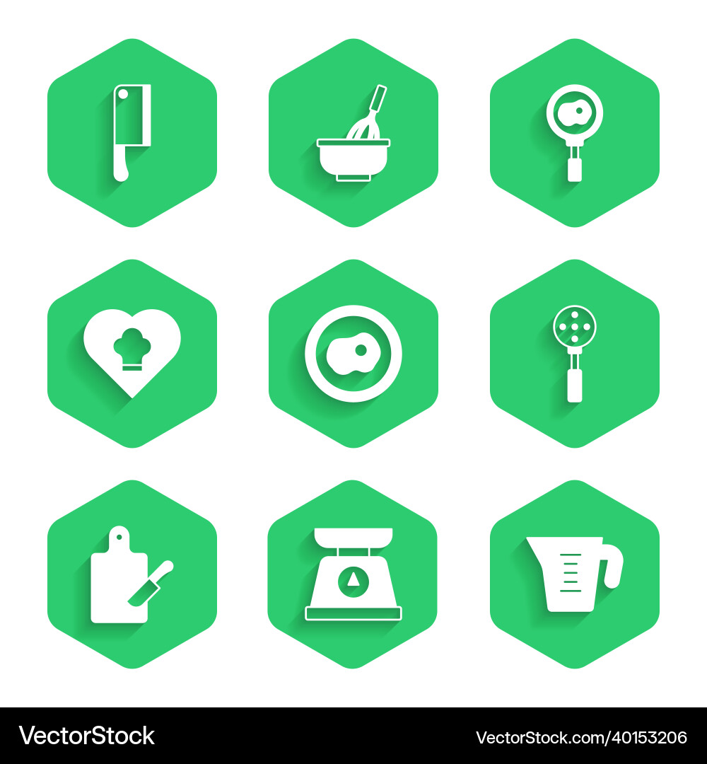 Set scrambled eggs scales measuring cup spatula Vector Image