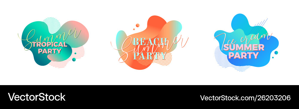 Summer party design templates with fluid shapes Vector Image