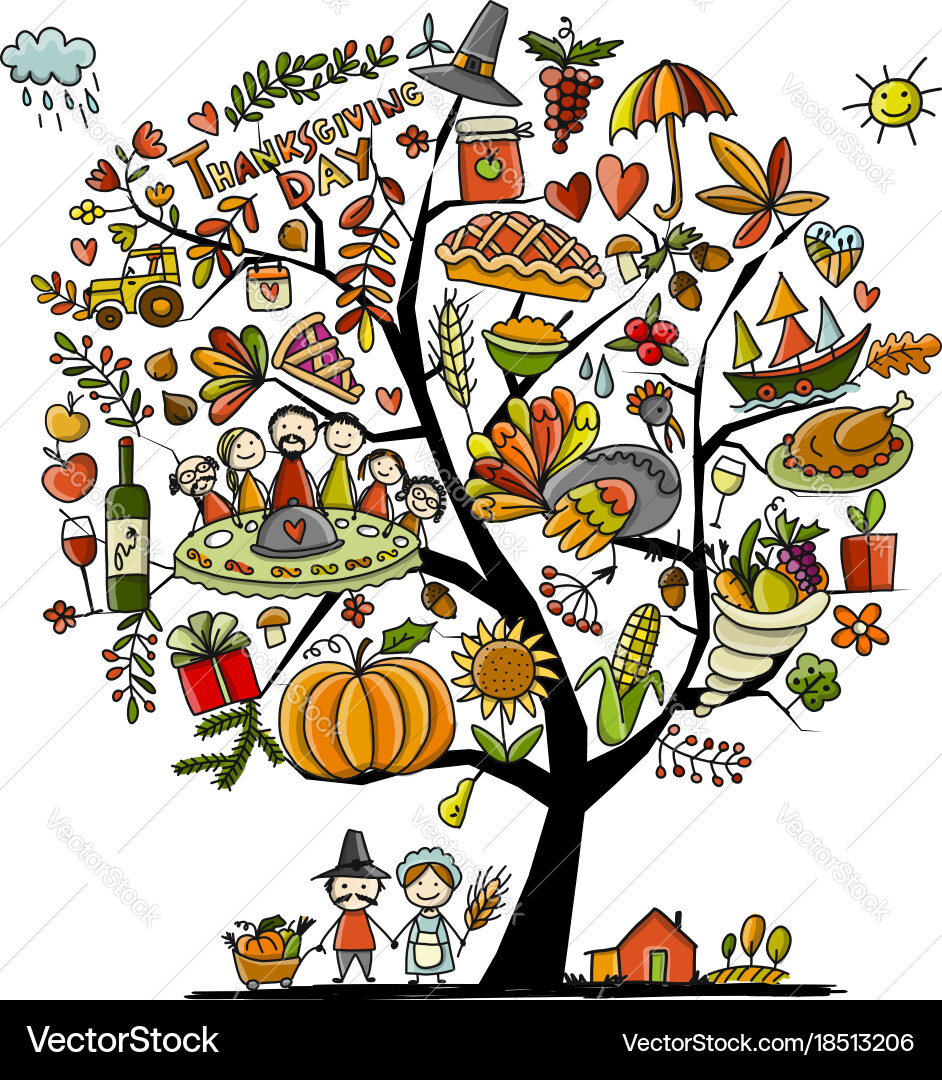 Thanksgiving day art tree for your design Vector Image