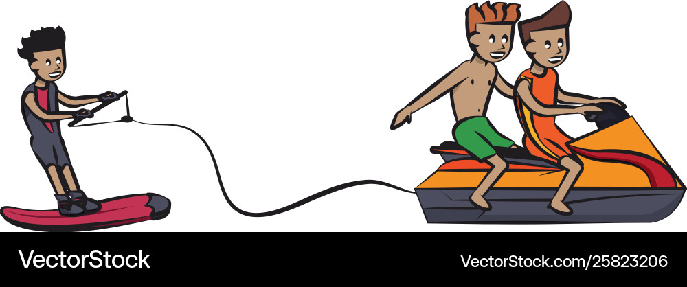Wakeboarding extreme sport cartoons Royalty Free Vector